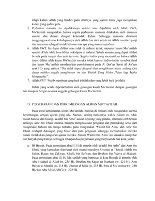 Mu'tazilah - Aliran dalam Ilmu Kalam | DOCX
