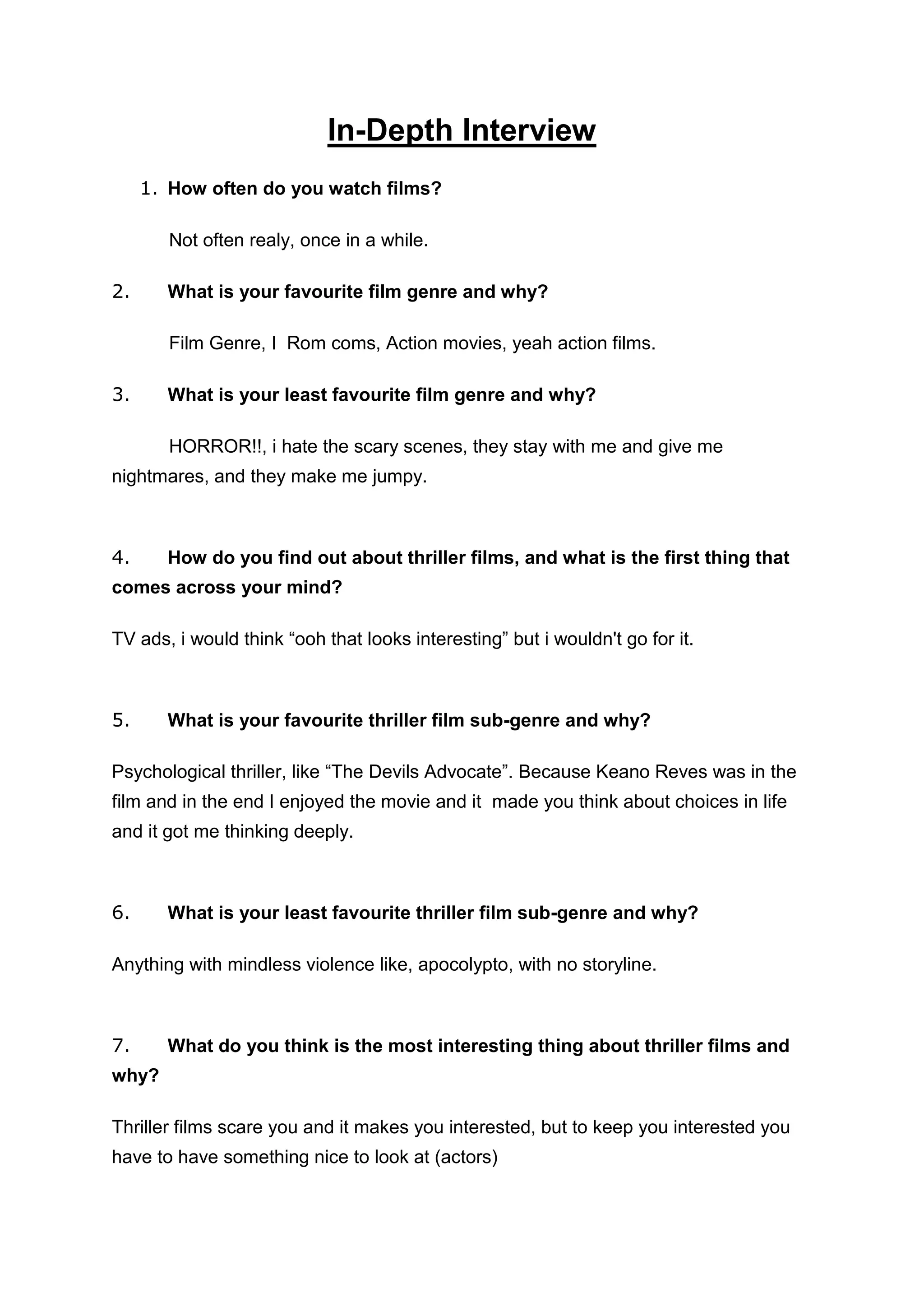 Robbie in depth interview | DOCX | Movies | Entertainment