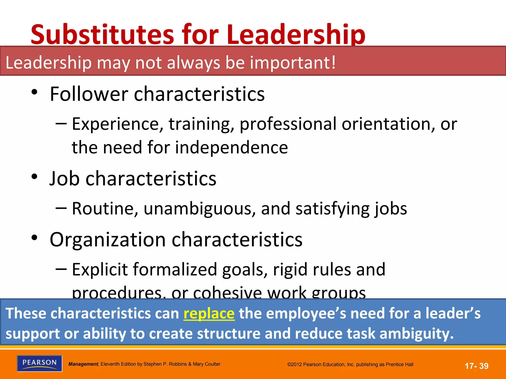 Robbins mgmt11 ppt17- managers as leaders | PPT