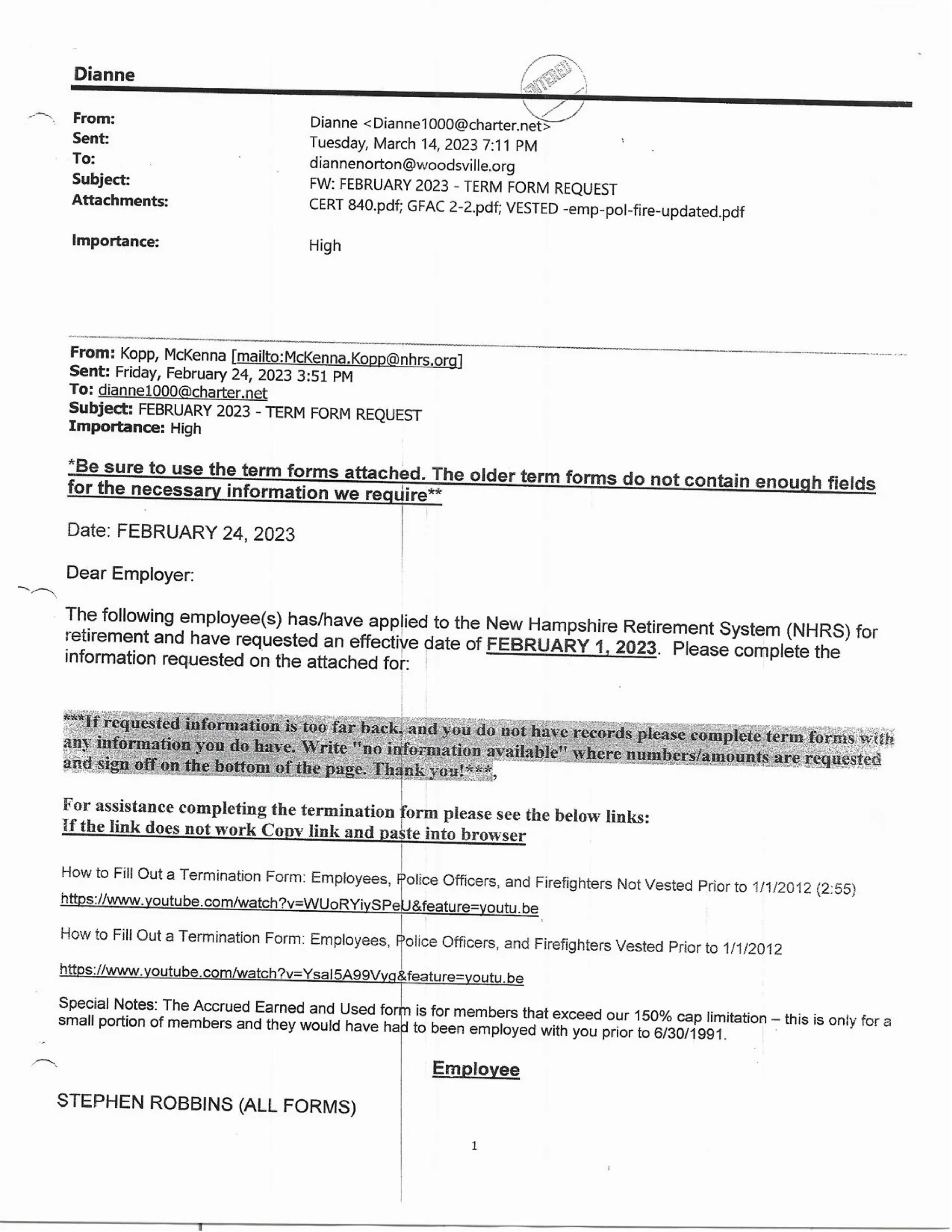 Steve Robbins Retirement Income From Woodsville | PDF