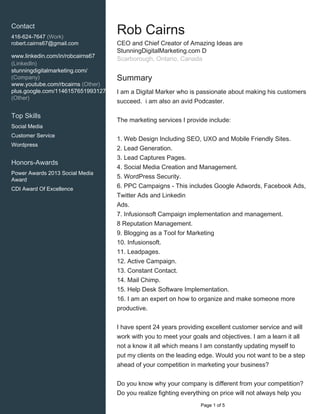Rob Cairns CV and Profile | PDF