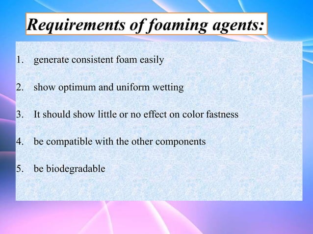 foaming and defoaming agent | PPTX | Chemistry | Science