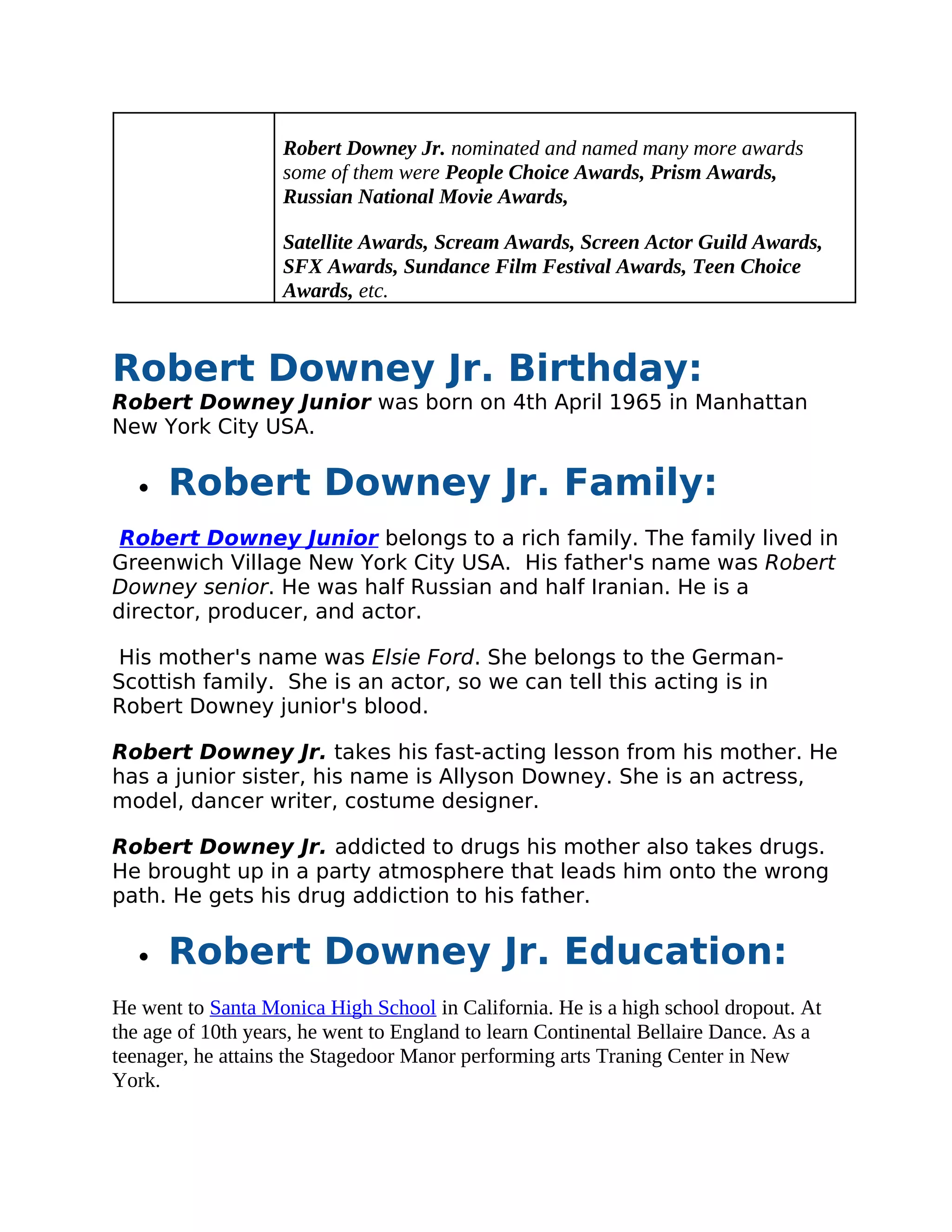 Robert downey-junior-biography | PDF