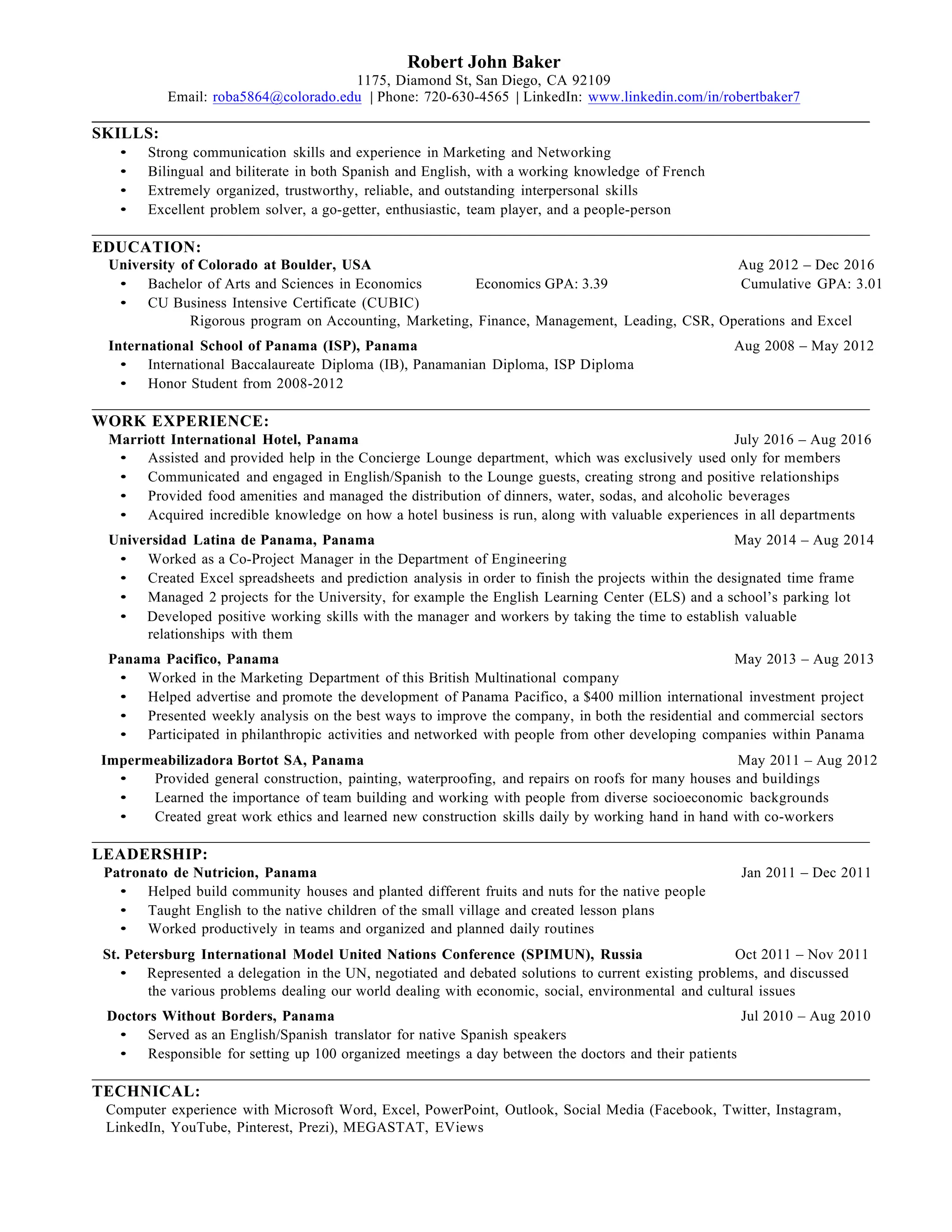 Robert Baker Resume/CV | PDF