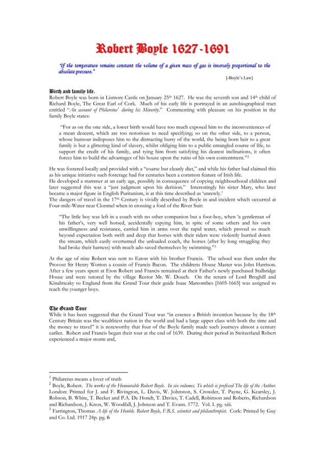 Robert Boyle 1627-1691 | PDF