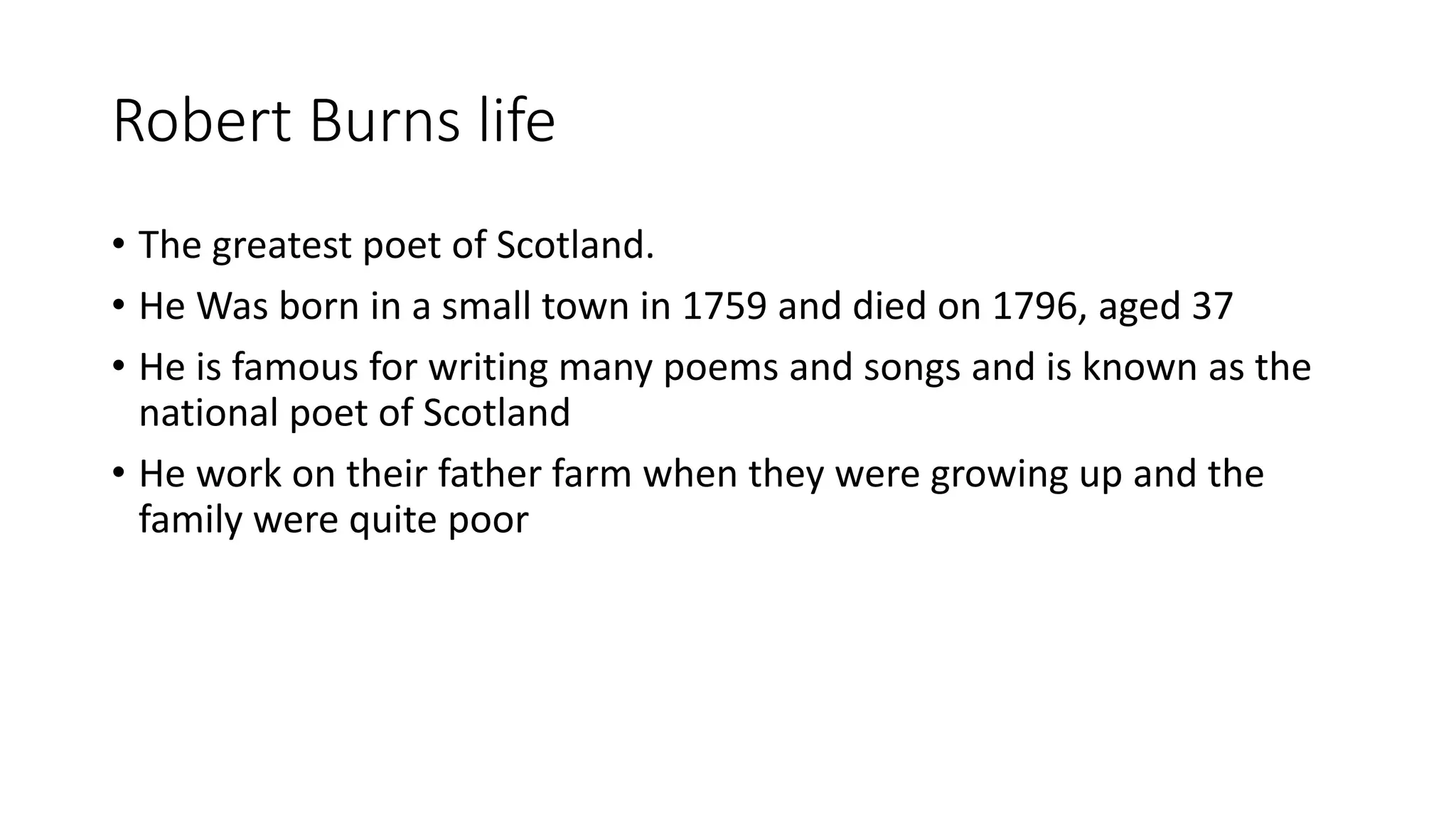 Robert Burns Biography | PPTX