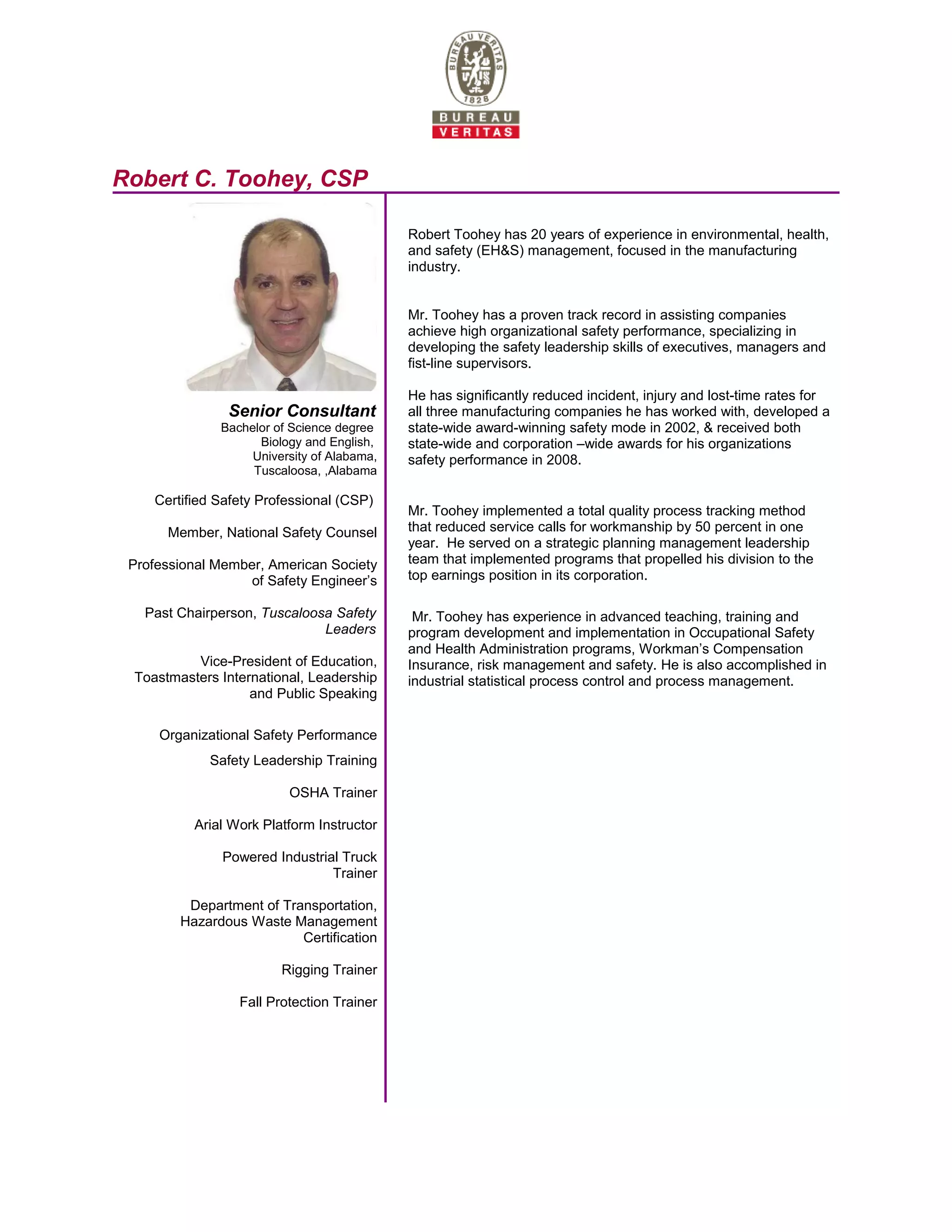 Robert C.Toohey, CSP | PDF