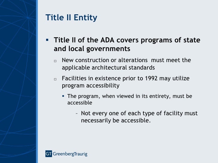 "Title II & Title III of the ADA" by Robert Finer- Adapted Aquatics C…