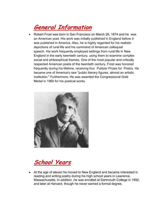 Robert frost | DOCX | Poetry | Books and Literature