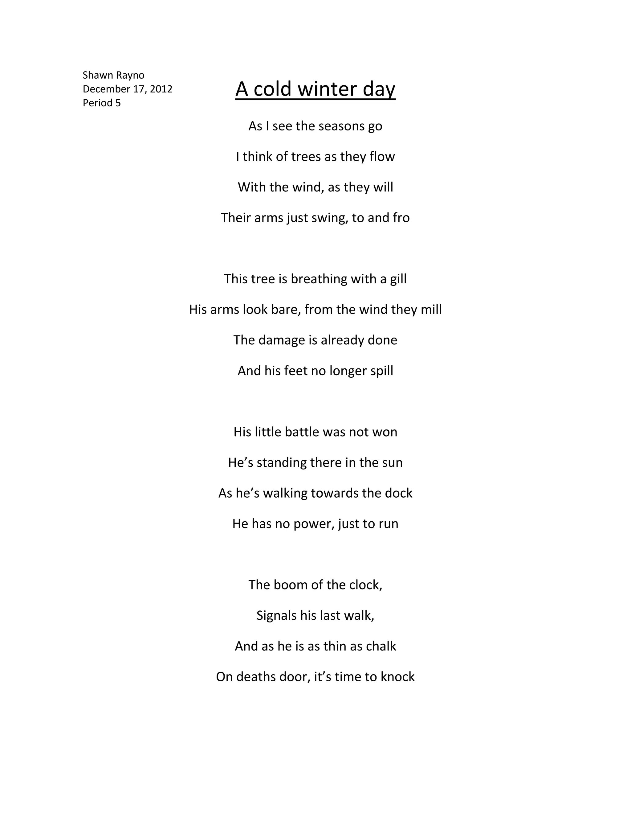 A Cold Winter Day | DOCX
