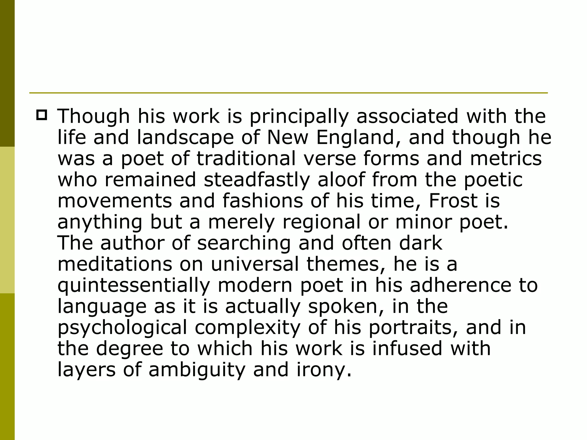 Robert frost biography | PPT