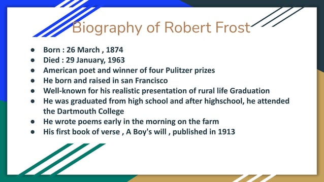 Robert Frost presentation | PDF | Poetry | Books and Literature