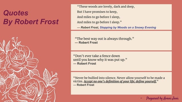 Robert Frost presentation | PDF | Poetry | Books and Literature