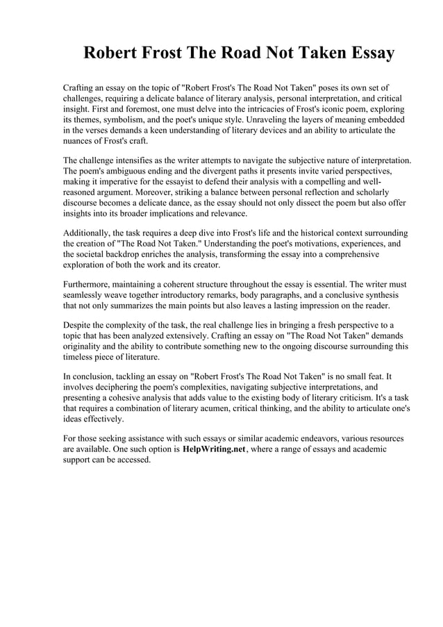 Robert Frost The Road Not Taken Essay.pdf