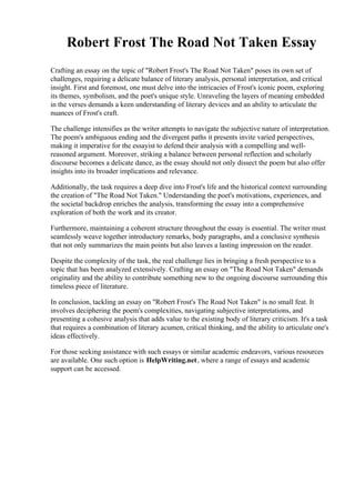 Robert Frost The Road Not Taken Essay.pdf