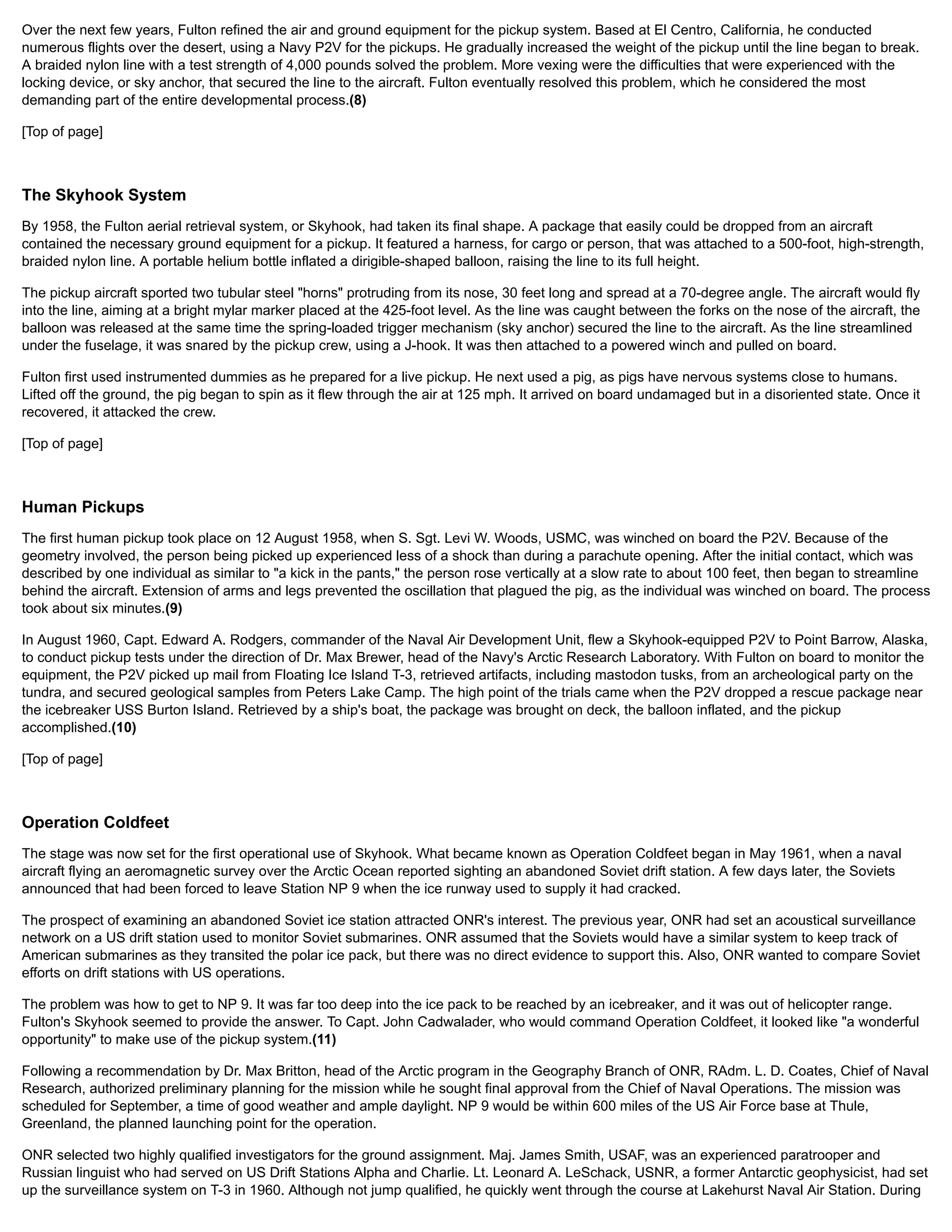 Robert fulton's skyhook and operation coldfeet — central intelligence ...