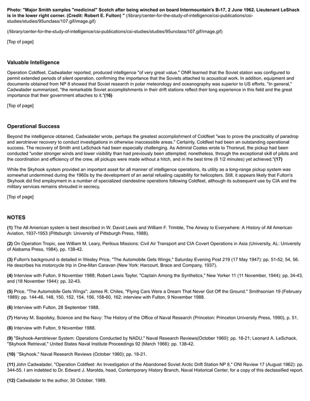 Robert fulton's skyhook and operation coldfeet — central intelligence ...