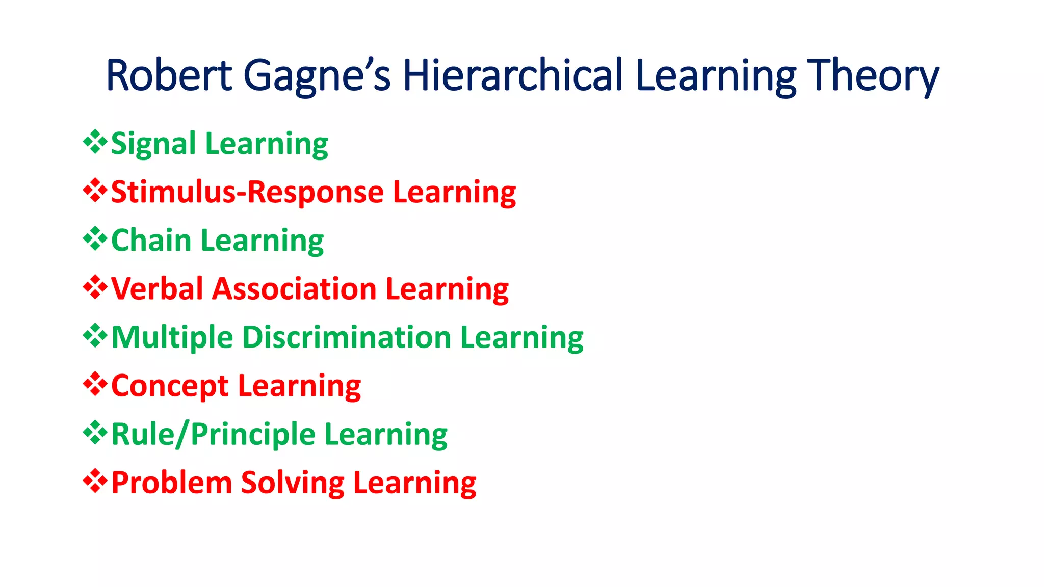 Robert Gagne’s Hierarchical Learning Theory | PPTX
