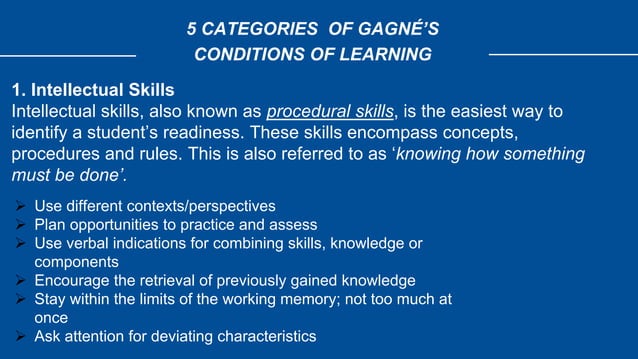 ROBERT GAGNE'S CONDITIONS OF LEARNING.pptx | Educational Assessment ...