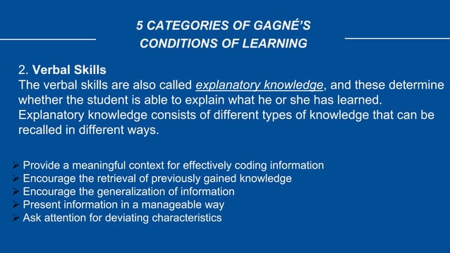 ROBERT GAGNE'S CONDITIONS OF LEARNING.pptx | Educational Assessment ...