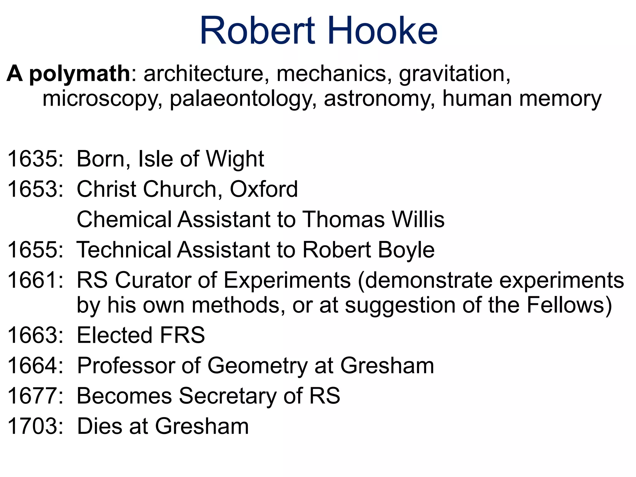 Robert Hooke & science in the 21st century | PPTX