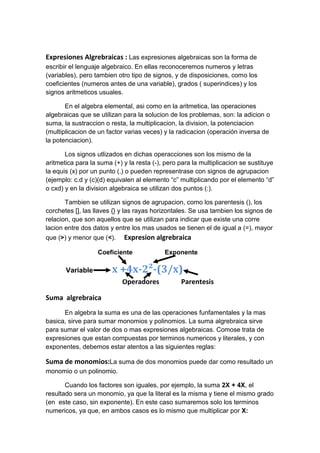 Expresiones Algebraicas | PDF