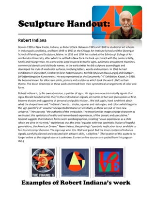 Robert indiana sculpture handout | PDF