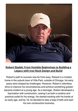 Robert Sladek:Iron Rock Design and Build | PDF