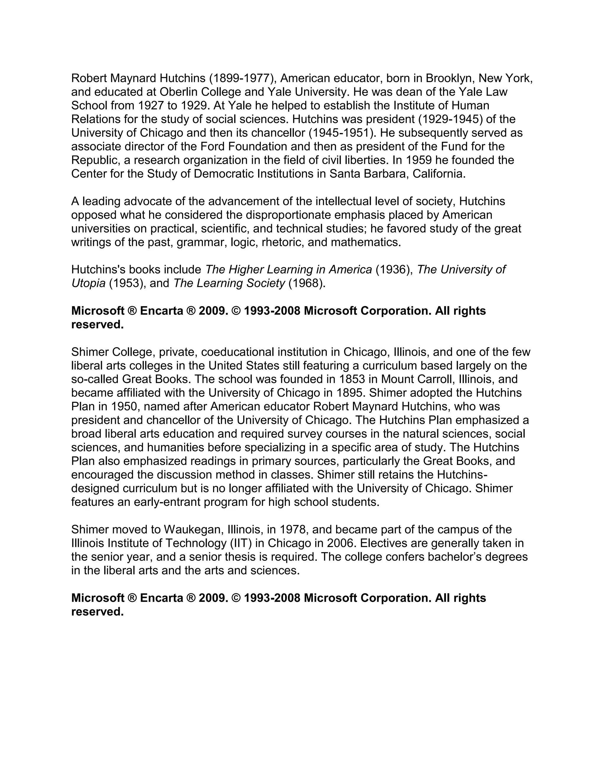 Robert maynard hutchins | DOCX