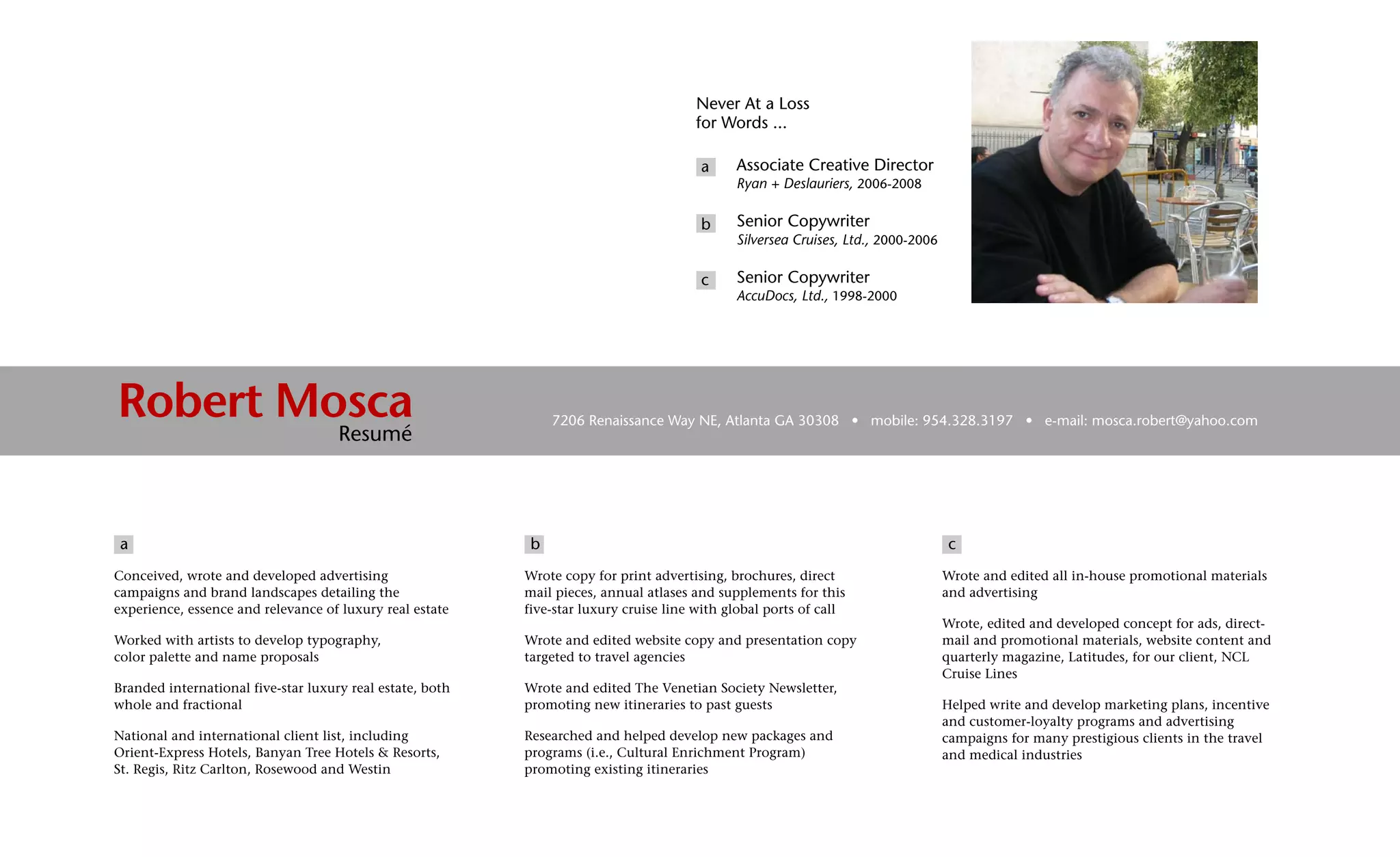 Robert Mosca Presentation Pers Info | PDF | Advertising Industry ...