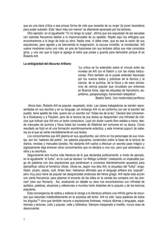 Roberto arlt la reivindicación del lenguaje popular a1a | PDF