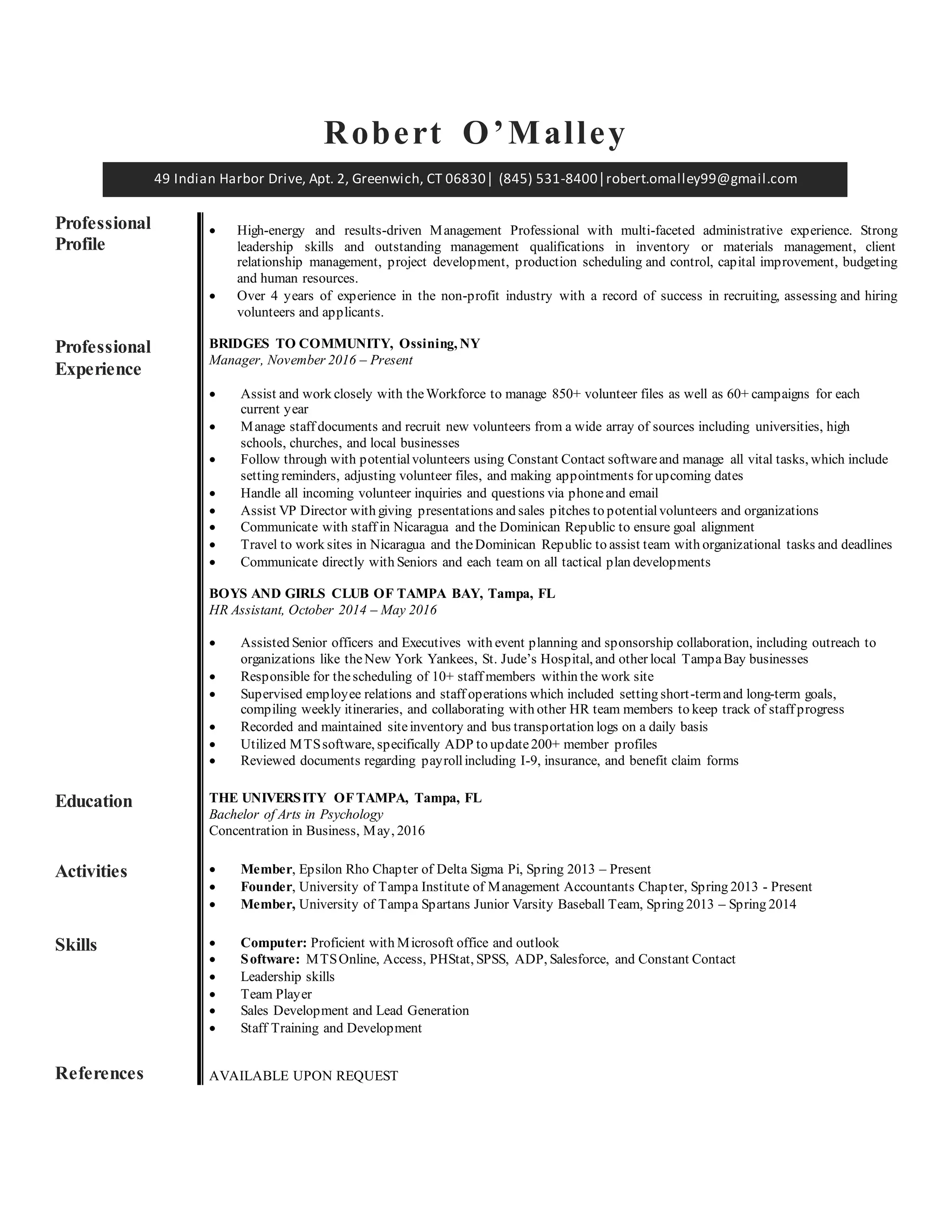 Robert O'Malley Resume | DOCX