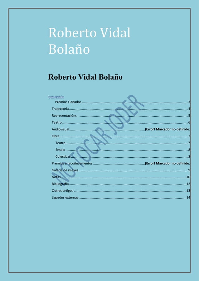 Roberto vidal bolaño. cristian ramos 3ºa. | PDF