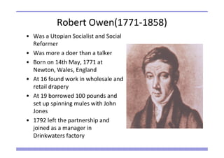 Robert Owens Factory