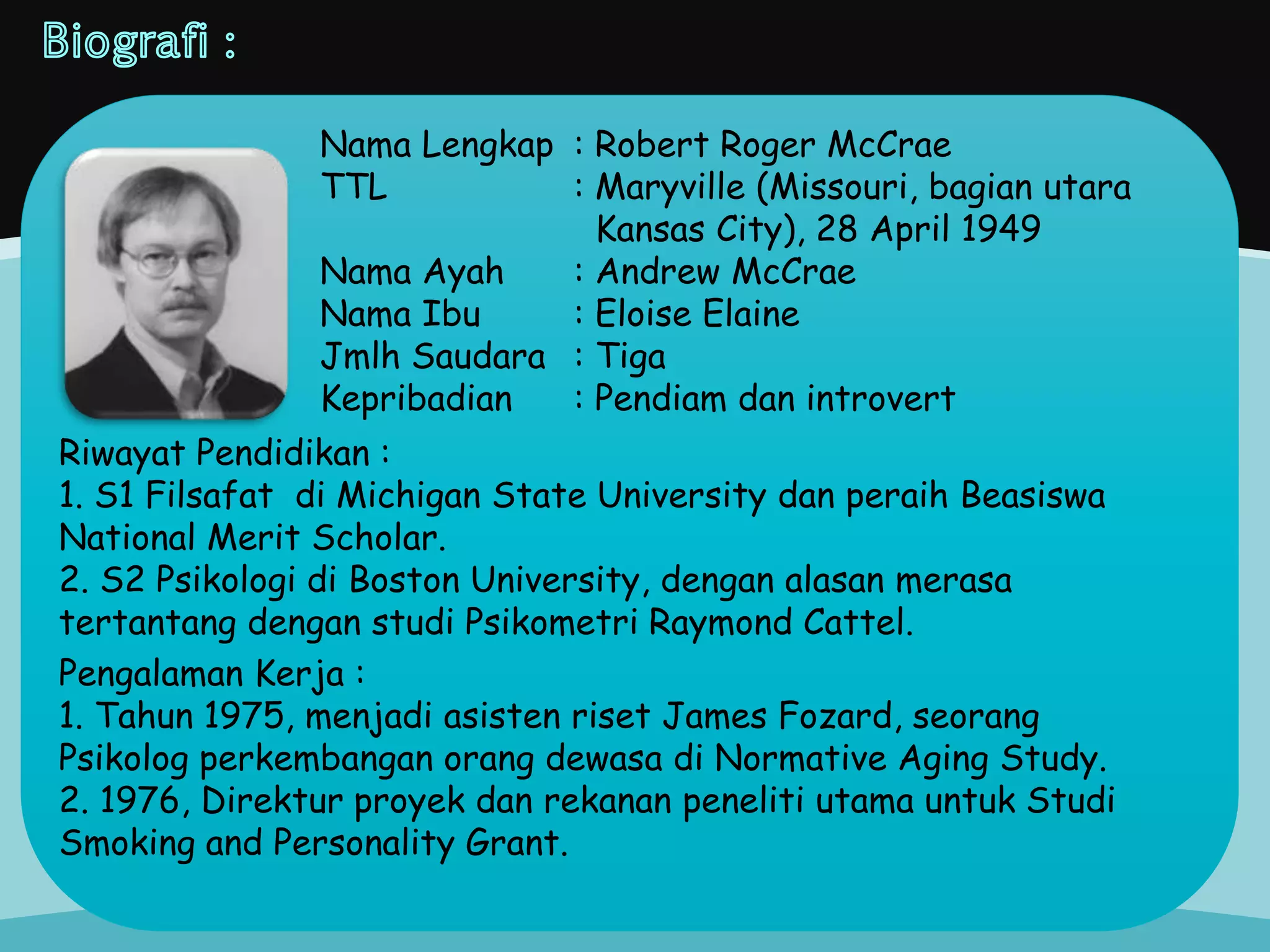 Siapakah Robert R Mcrae | PPTX