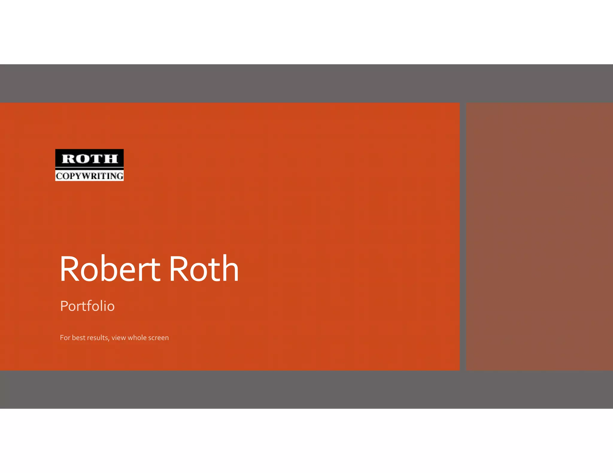 Robert Roth - ROTH copywriting - Portfolio | PDF