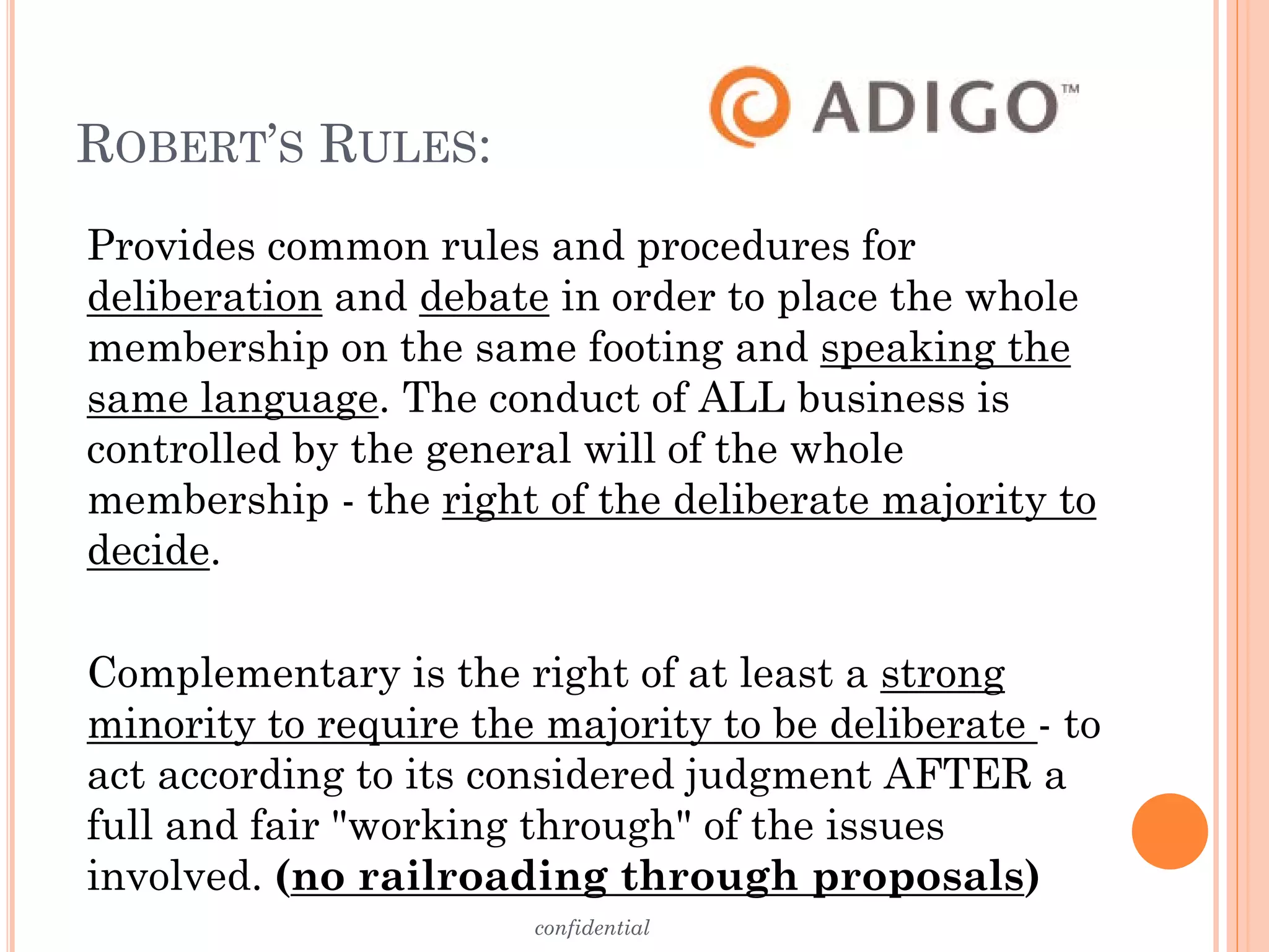 Using Robert's Rules of Order to Facilitate Better Meetings | PDF