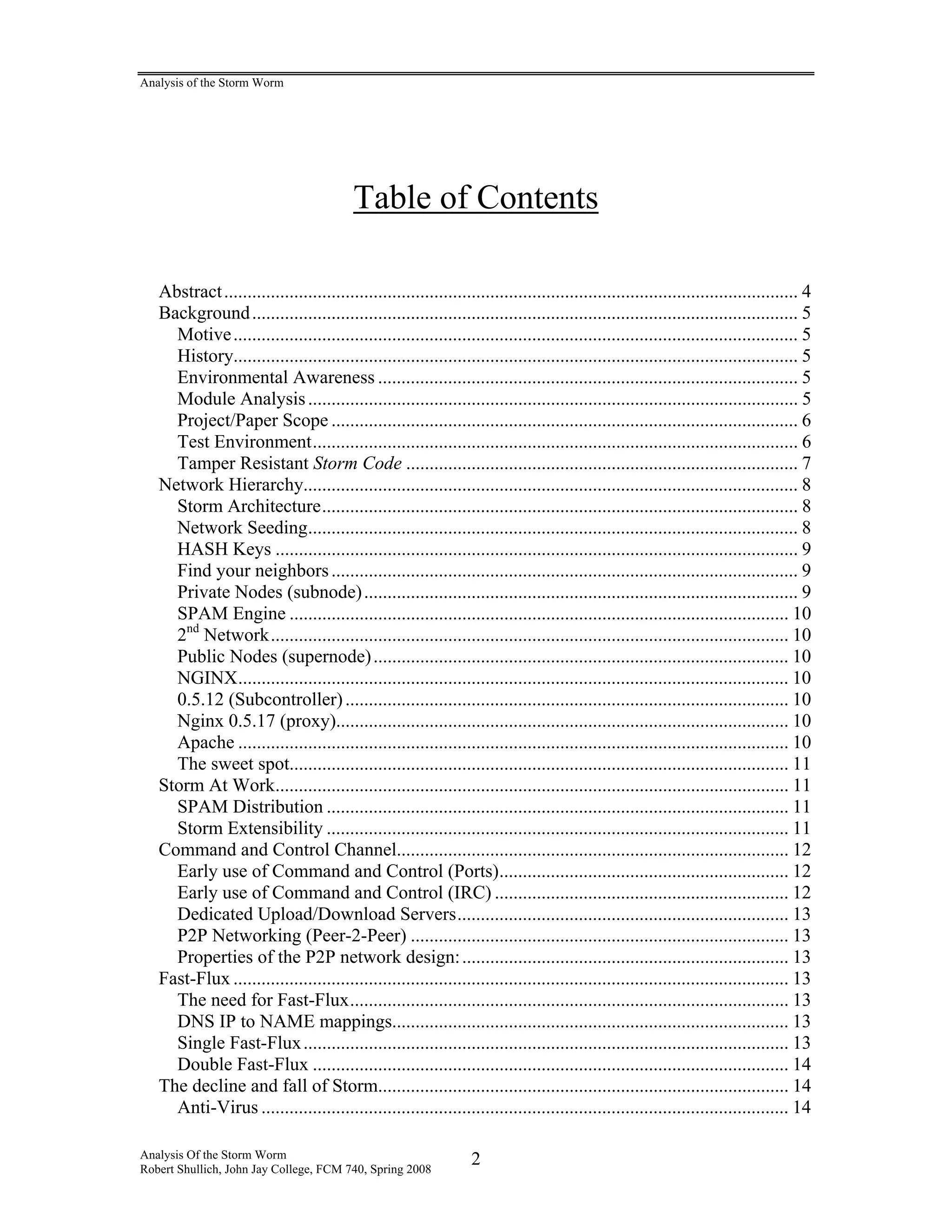 Analysis of the Storm Worm | PDF