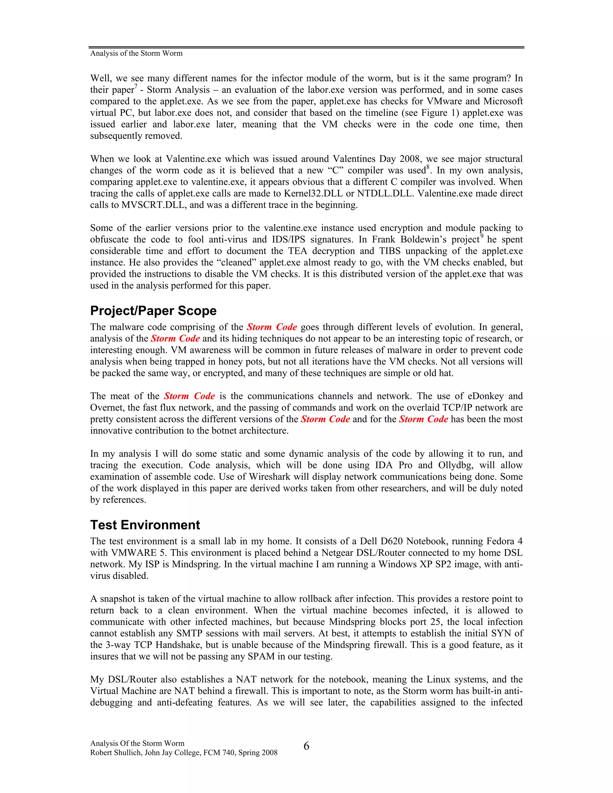 Analysis of the Storm Worm | PDF