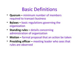 Roberts rules of order | PPT