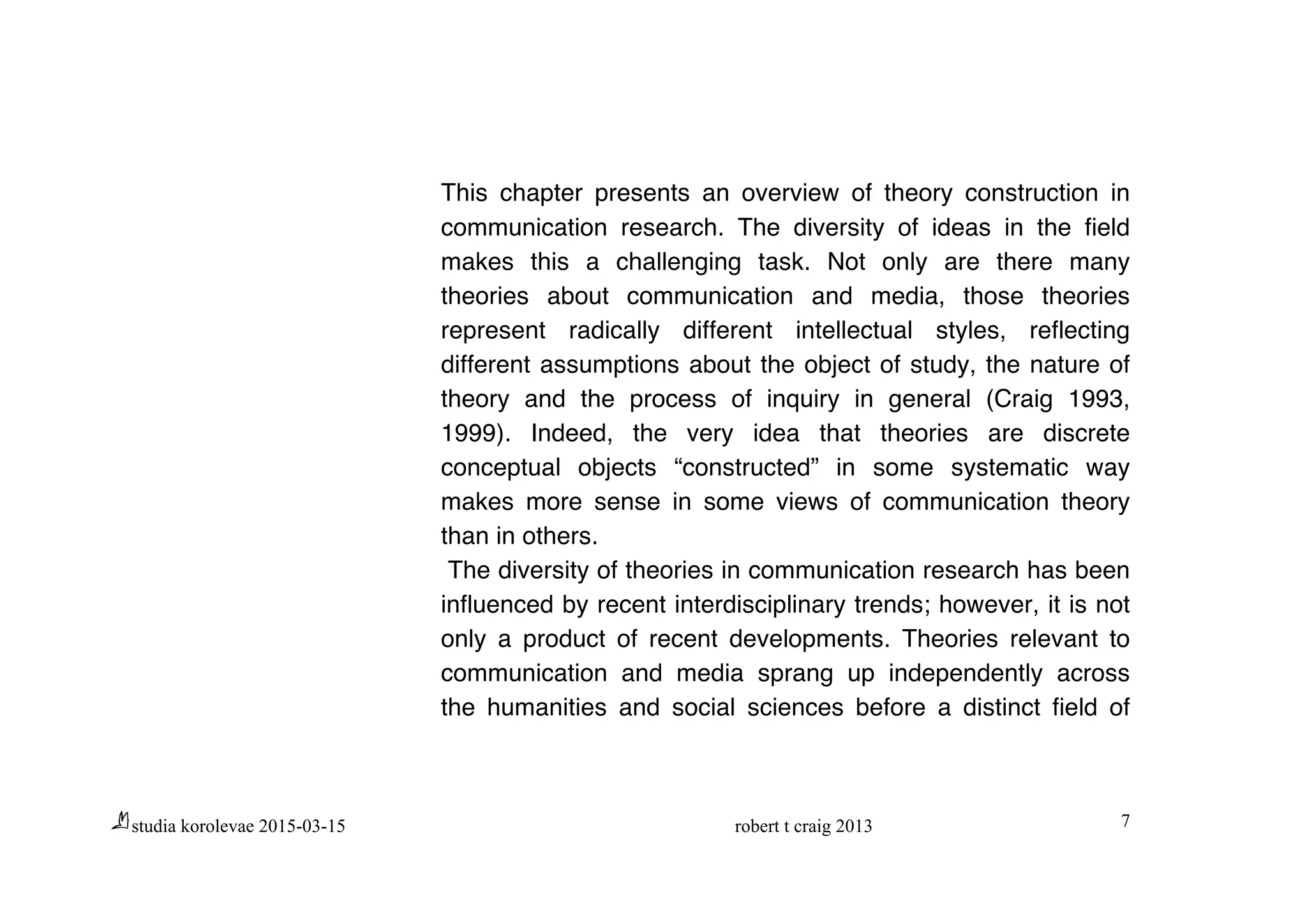 RTCraig_Constructing Theories in Communication Research | PPT