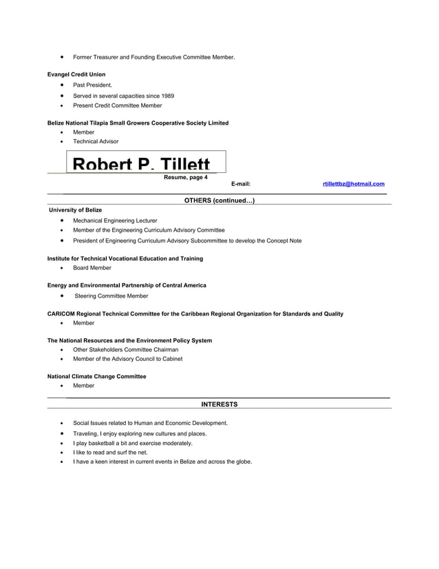 Robert tillett resume feb 2011 | DOC