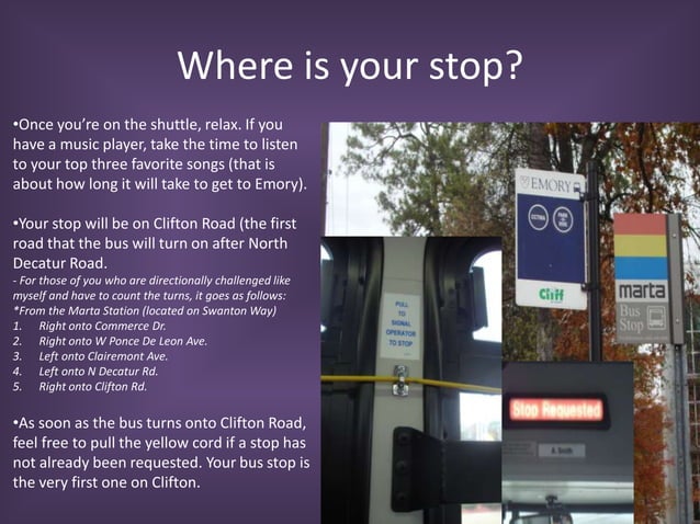 Getting to Emory from Agnes Scott on the Cliff Bus | PPT