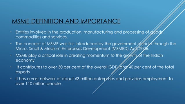 MSME definition, why it is important for India | PPT