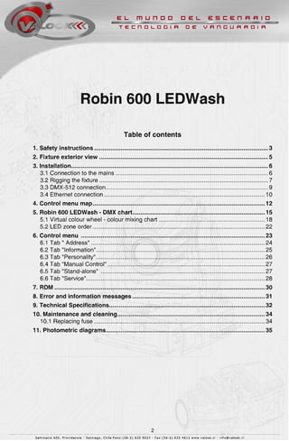 Manual Robin 600 Robe | PDF