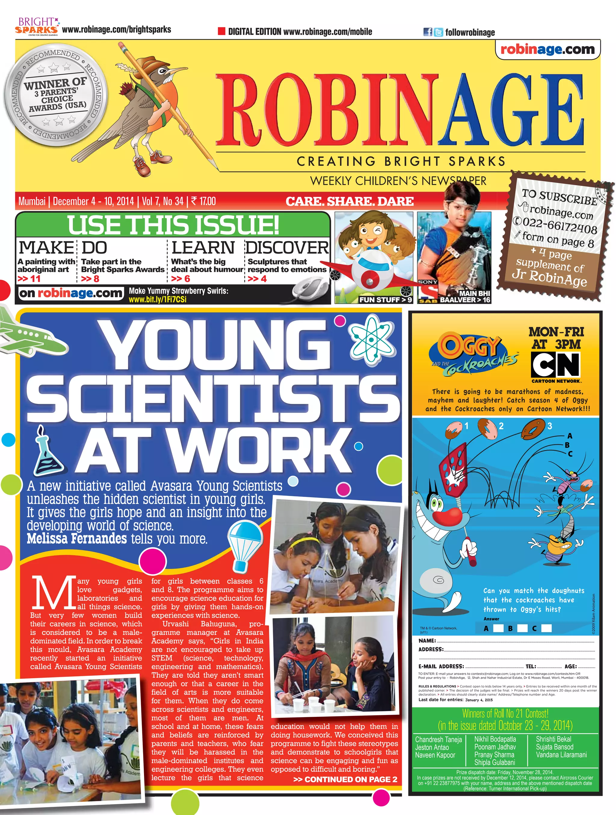 Avasara Young Scientists featured in RobinAge | PDF