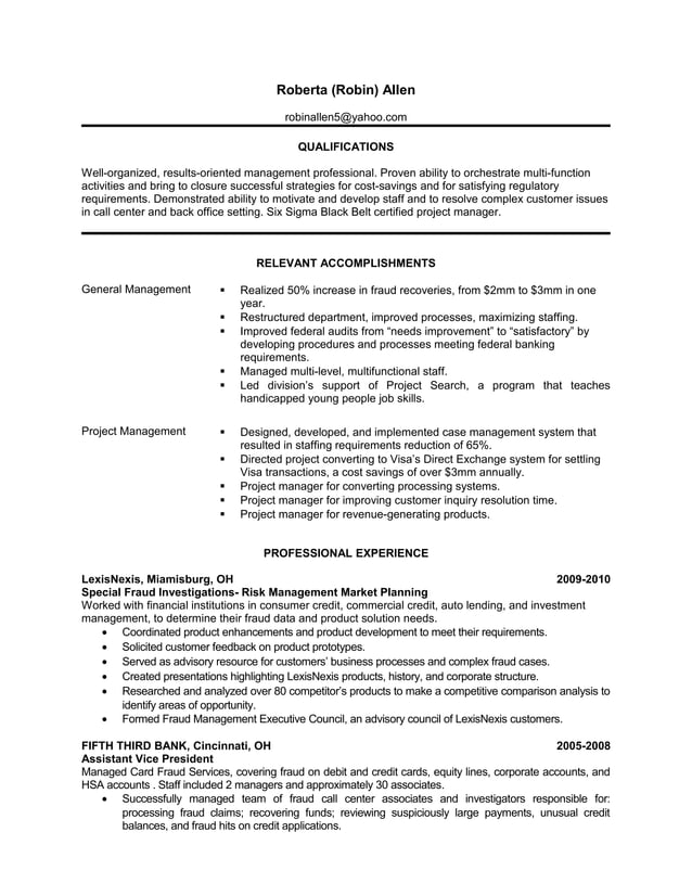 Robin Allen Resume For October2010 | PDF