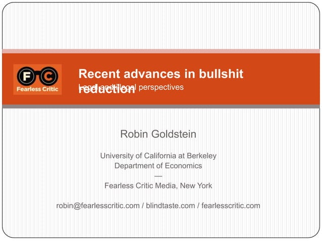 Robin goldstein ifbc presentation | PPT
