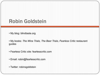 Robin goldstein ifbc presentation | PPT