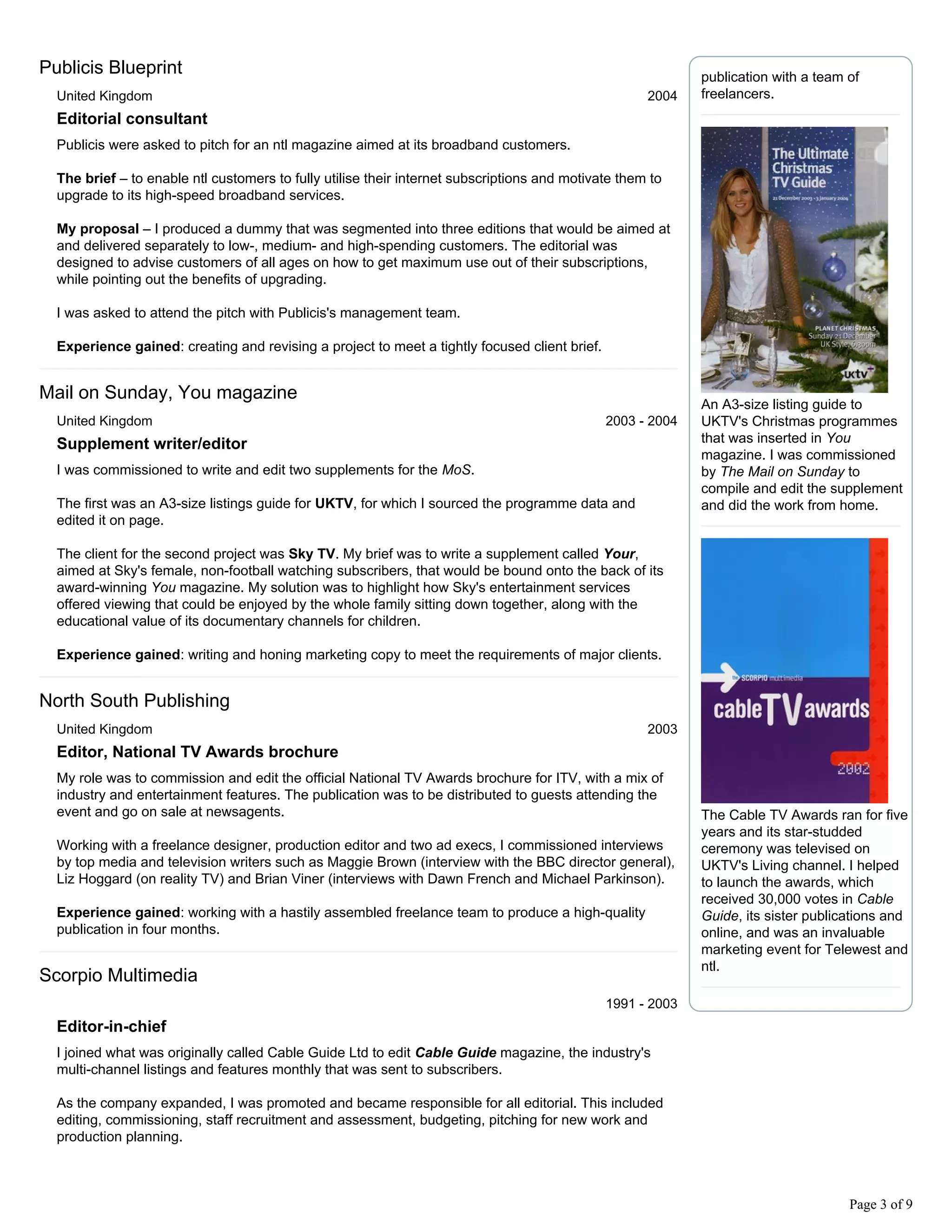 Robin Jarossi Visual CV | PDF